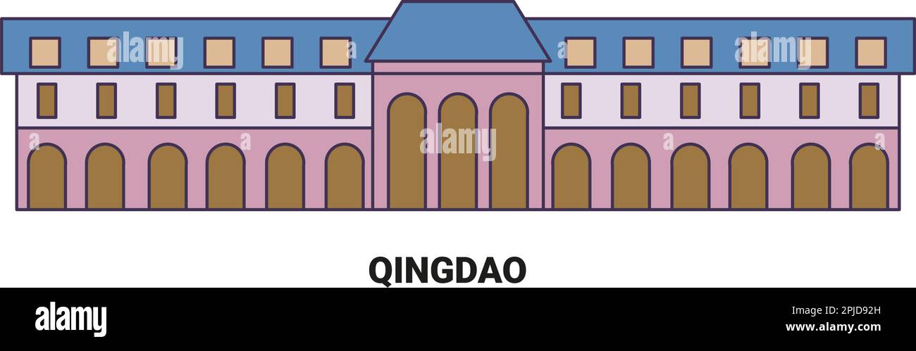 China, Qingdao travel landmark vector illustration Stock Vector Image ...