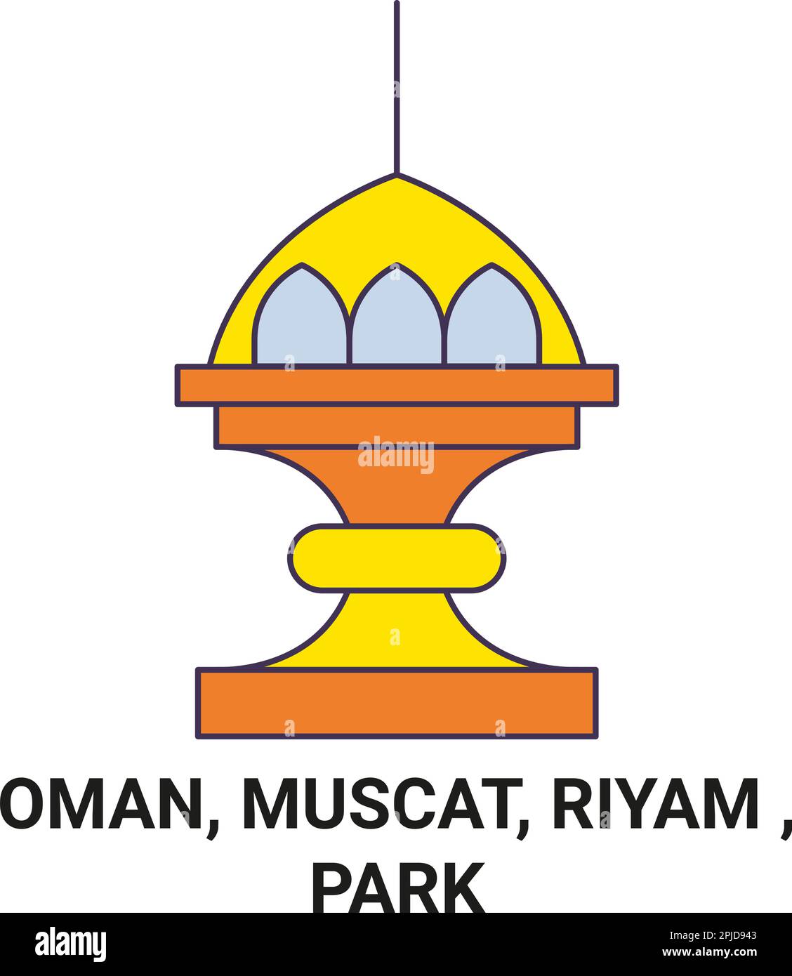 Oman, Muscat, Riyam , Park travel landmark vector illustration Stock ...