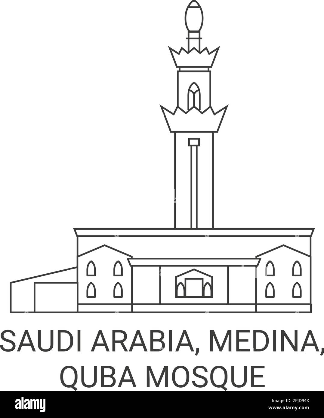 Saudi Arabia, Medina, Quba Mosque travel landmark vector illustration ...
