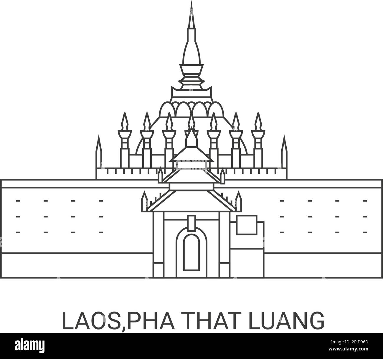 Laos, Pha That Luang, travel landmark vector illustration Stock Vector ...