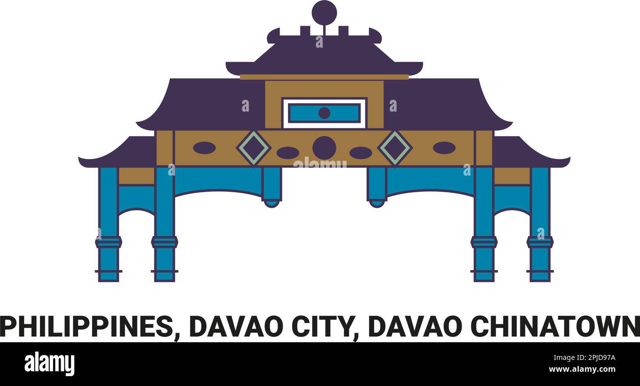 Philippines, Davao City, Davao Chinatown, travel landmark vector ...