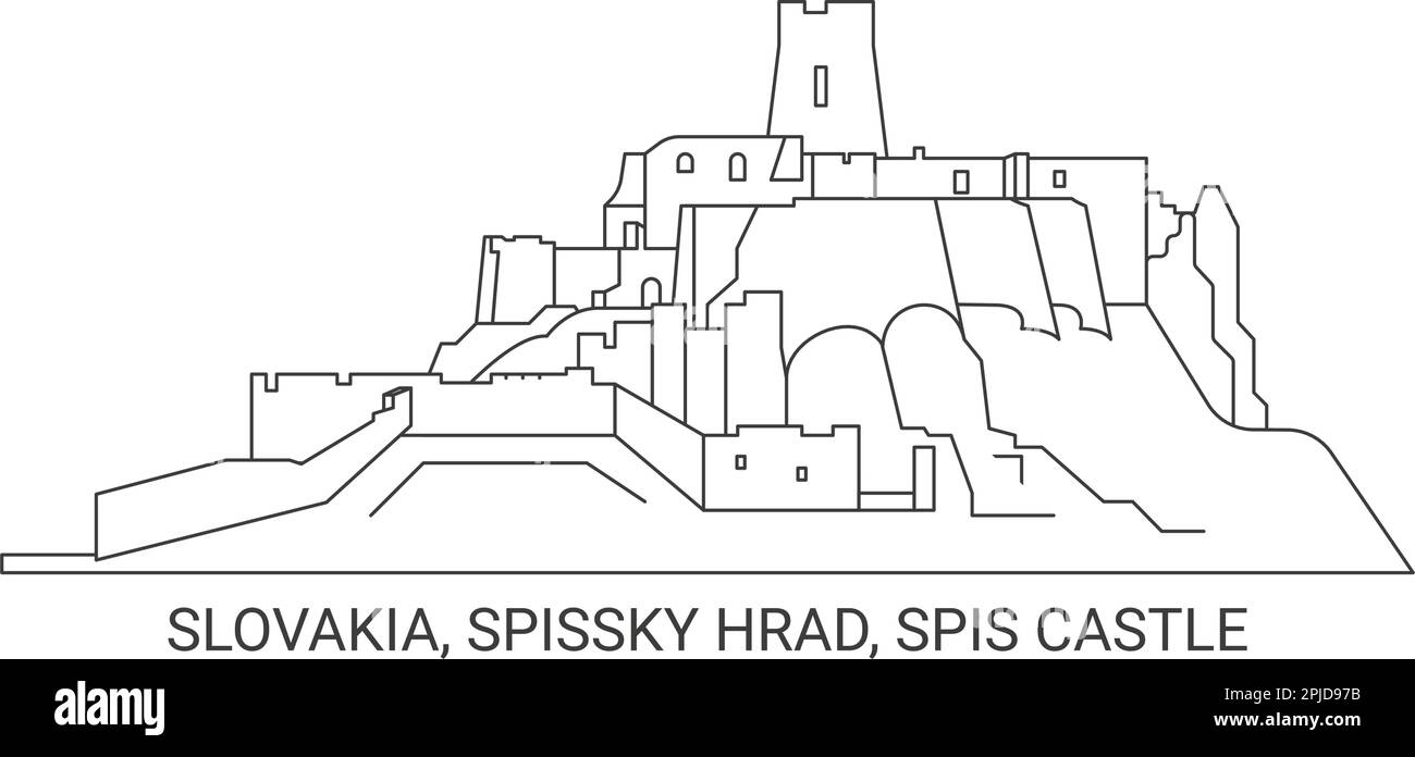 Slovakia, Spissky Hrad, Spis Castle travel landmark vector illustration ...