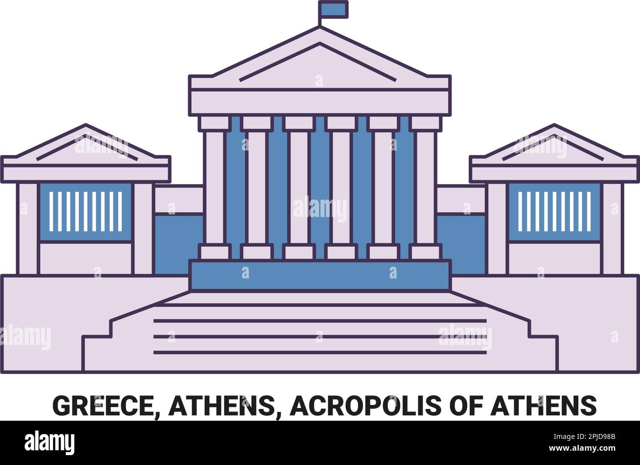 Greece, Athens, Acropolis Of Athens travel landmark vector illustration ...