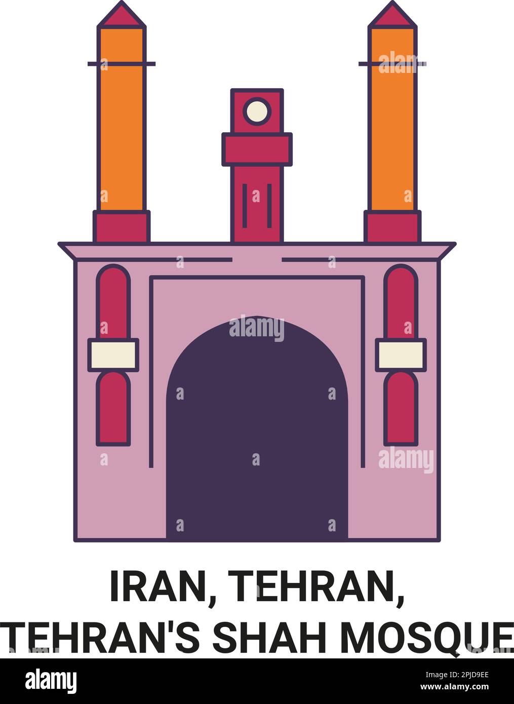 Iran, Tehran, Tehran's Shah Mosque travel landmark vector illustration ...