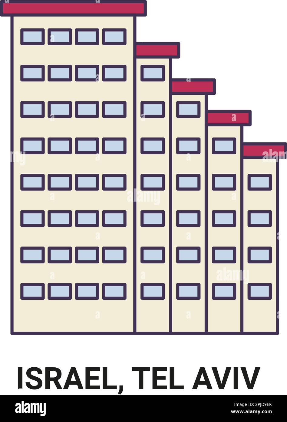 Israel, Tel Aviv travel landmark vector illustration Stock Vector Image ...