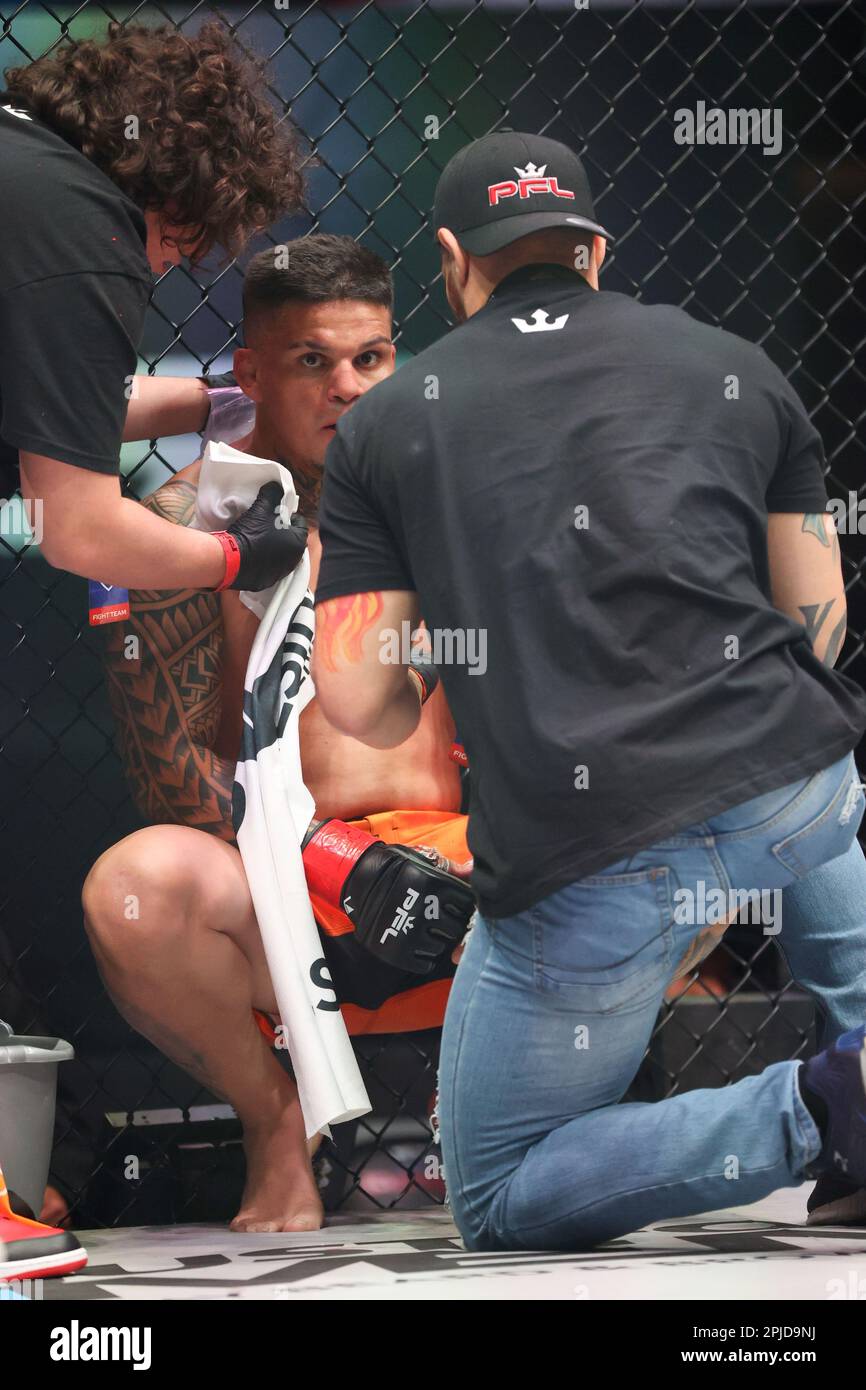 Las Vegas, NV, USA. 1st Apr, 2023. Light Heavyweight Delan Monte in his ...