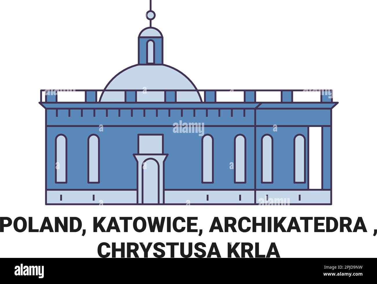 Poland, Katowice, Archikatedra , Chrystusa Krla travel landmark vector ...