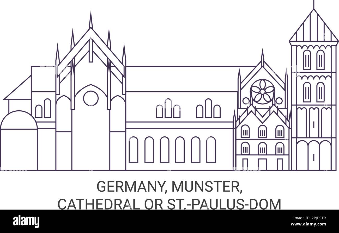 Germany, Munster,Cathedral Or St.Paulusdom travel landmark vector ...