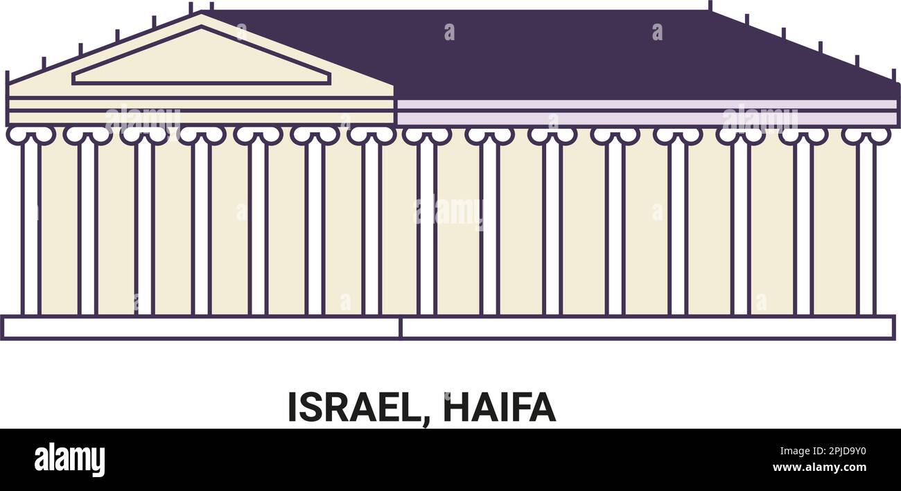 Israel, Haifa travel landmark vector illustration Stock Vector Image ...