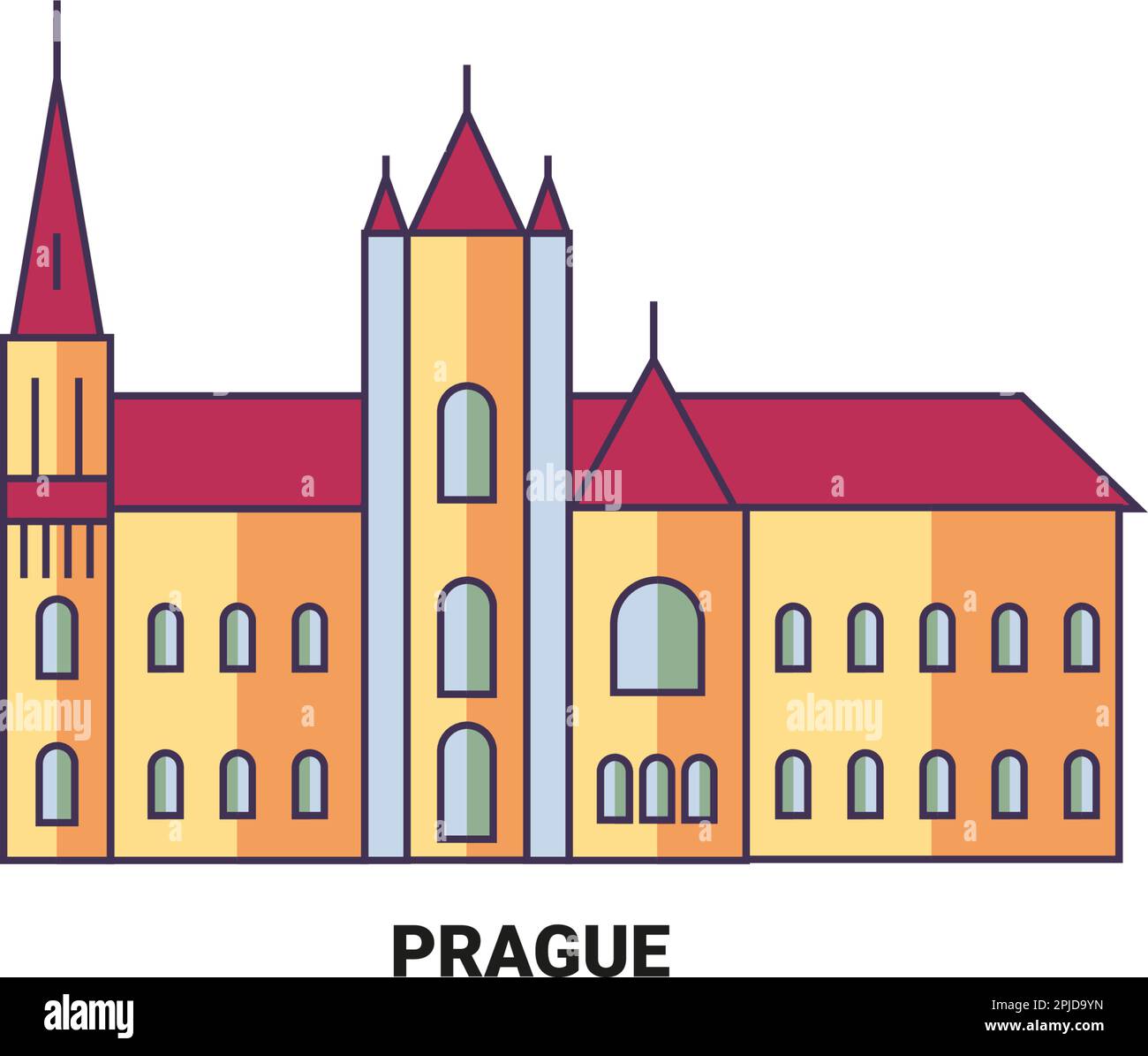 Czech Republic, Prague travel landmark vector illustration Stock Vector ...
