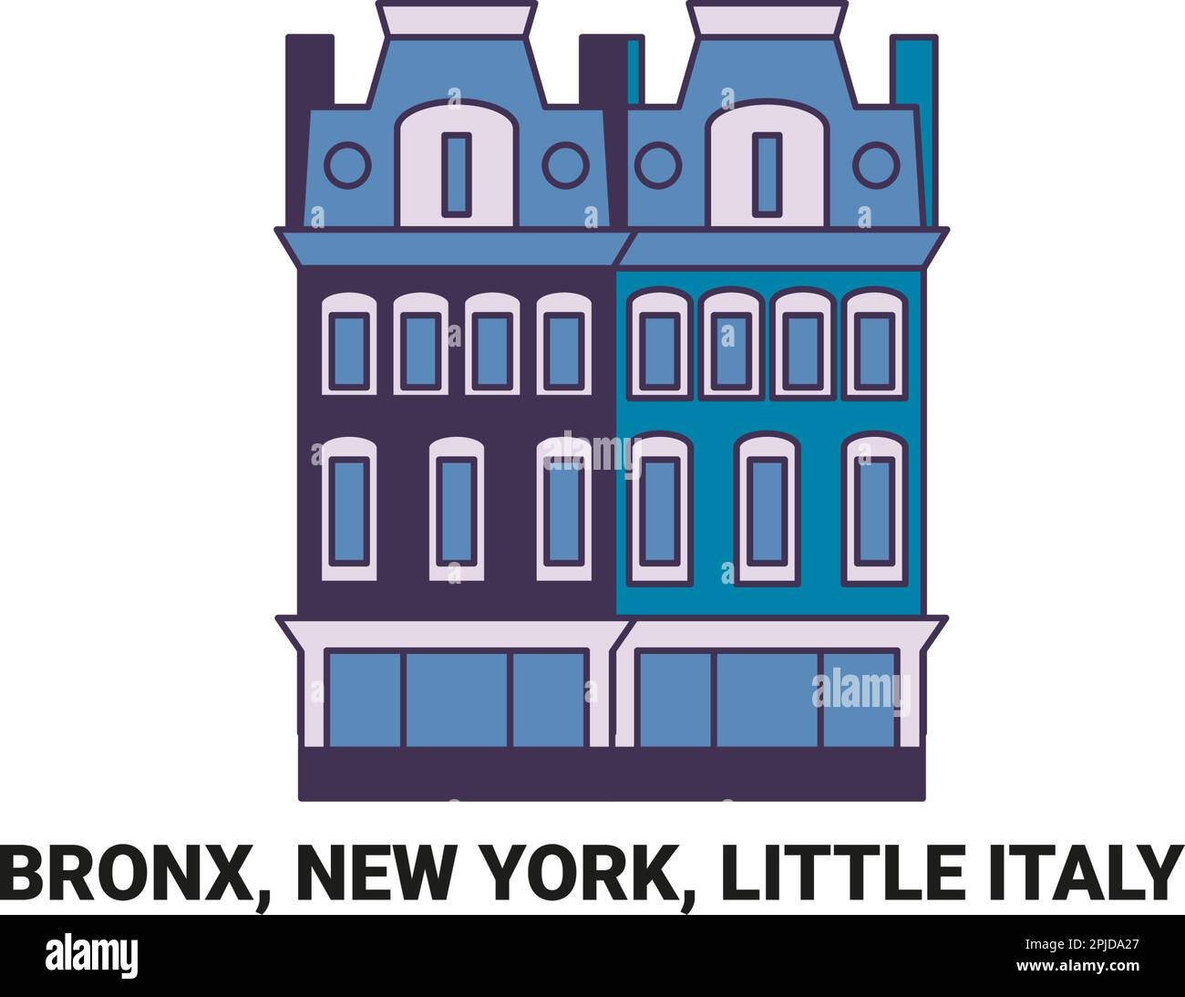 United States, Bronx, New York, Little Italy, travel landmark vector ...