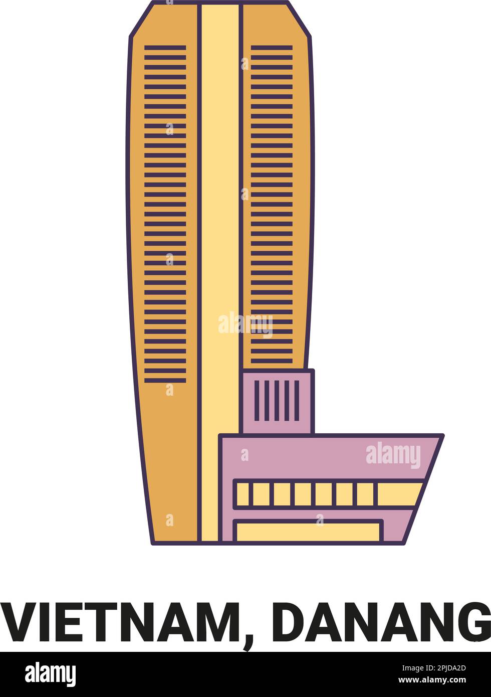 Vietnam, Danang travel landmark vector illustration Stock Vector Image ...