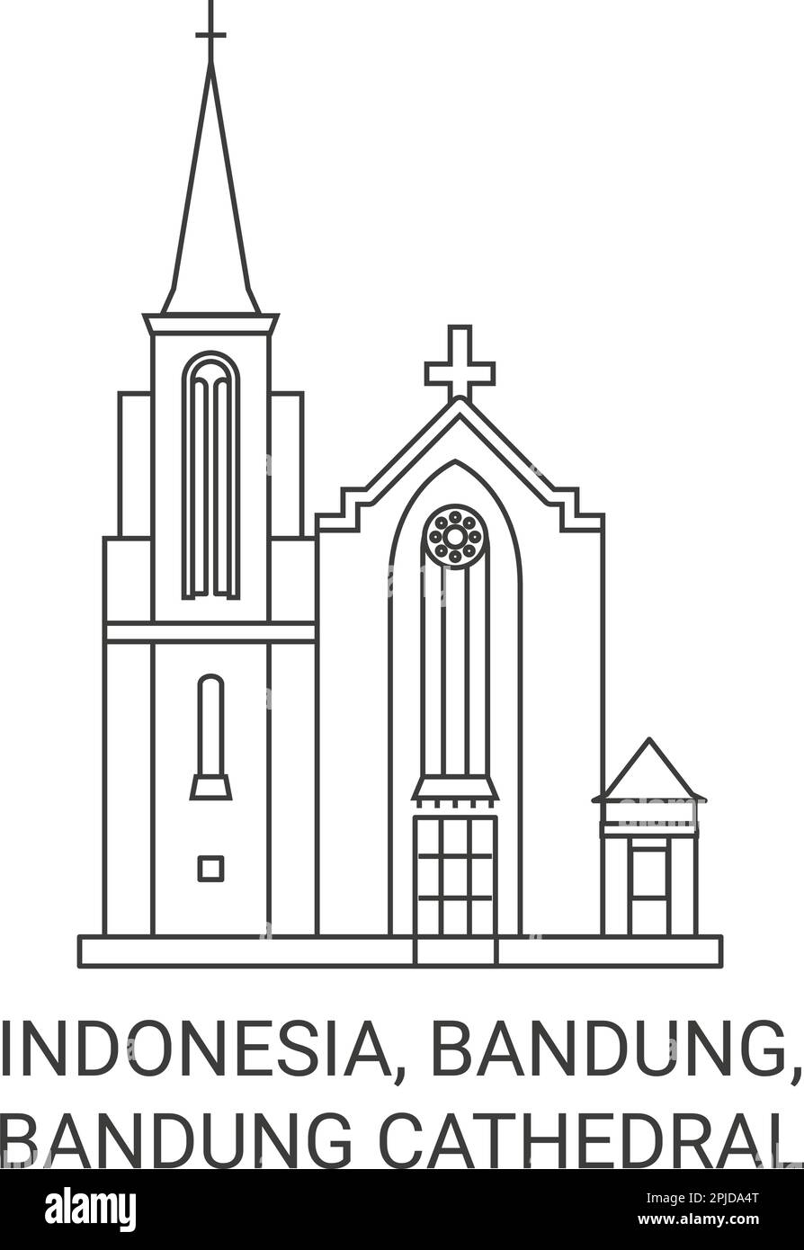 Indonesia, Bandung, Bandung Cathedral travel landmark vector ...
