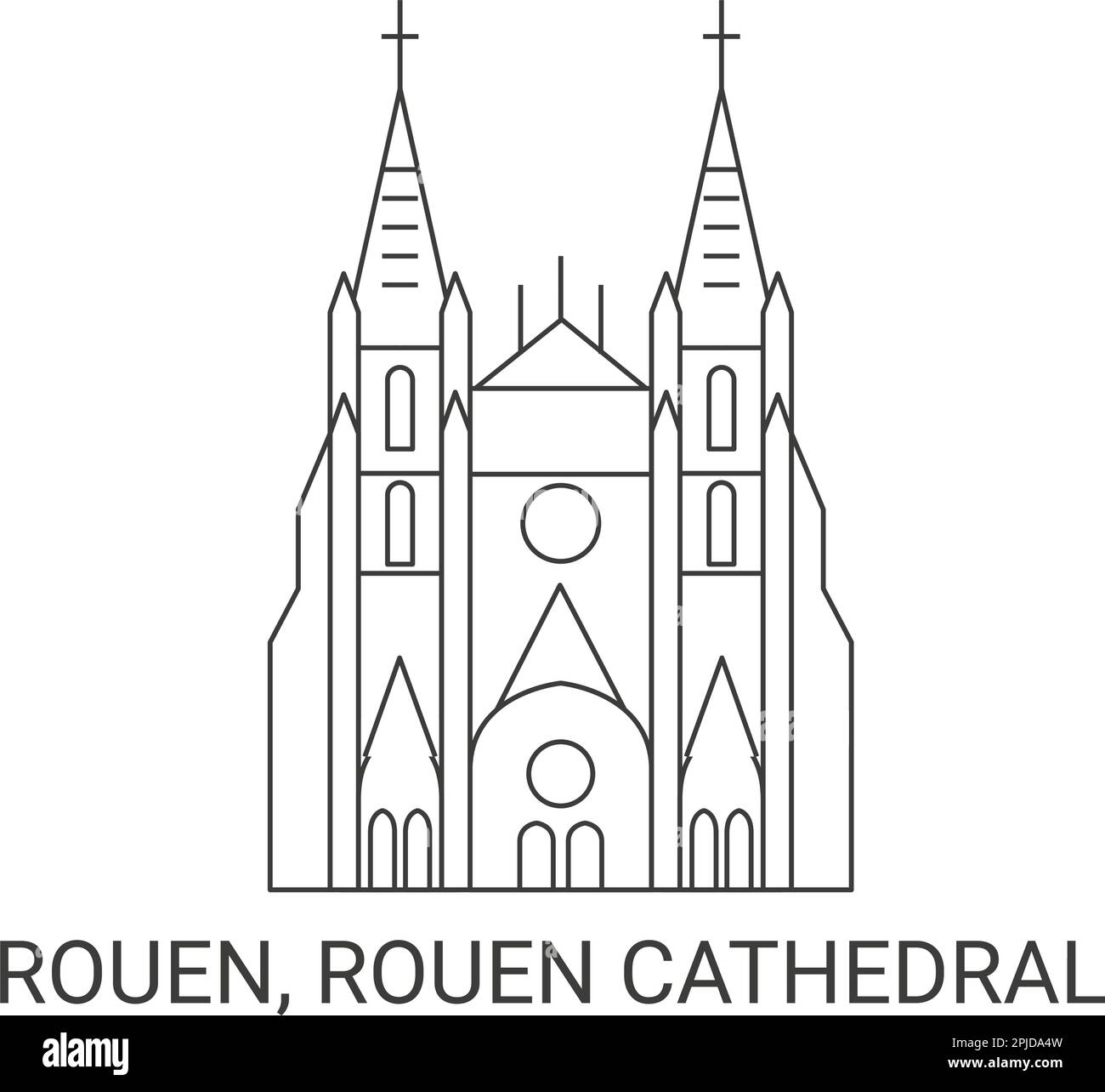 France, Rouen, Rouen Cathedral, travel landmark vector illustration ...
