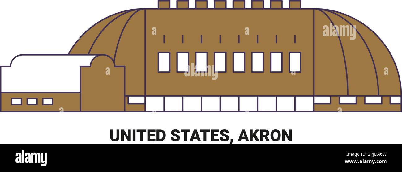 United States, Akron travel landmark vector illustration Stock Vector ...