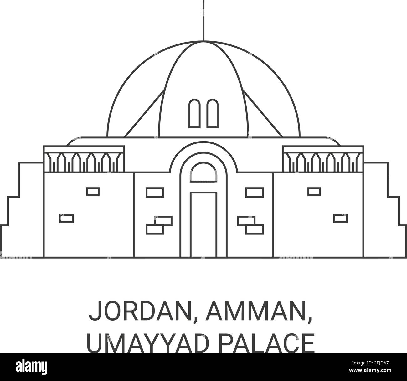 Jordan, Amman, Umayyad Palace travel landmark vector illustration Stock ...