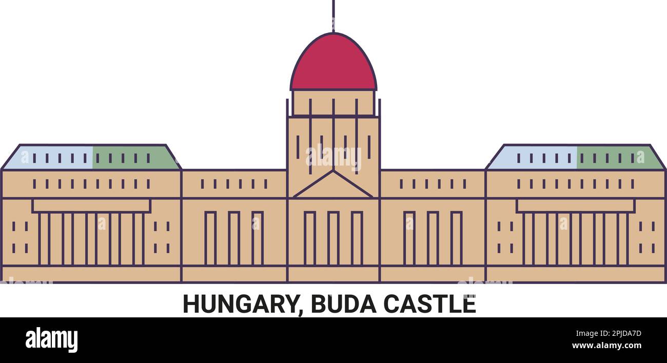 Hungary, Buda Castle, travel landmark vector illustration Stock Vector ...