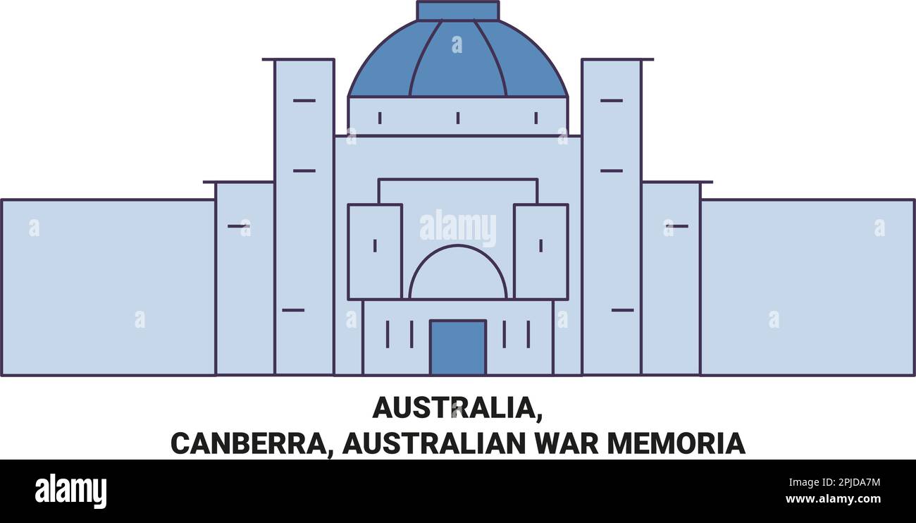 Australia, Canberra, Australian War Memoria travel landmark vector illustration Stock Vector ...