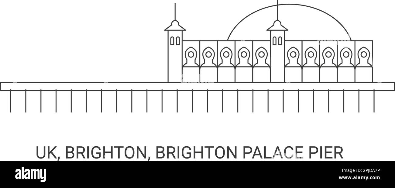England, Brighton, Brighton Palace Pier, travel landmark vector ...
