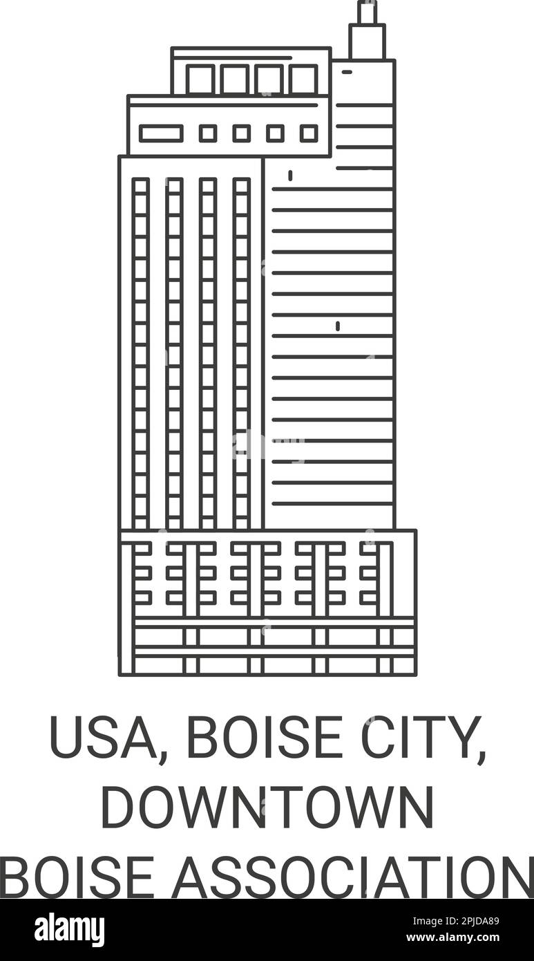 Usa, Boise City, Downtown Boise Association travel landmark vector ...