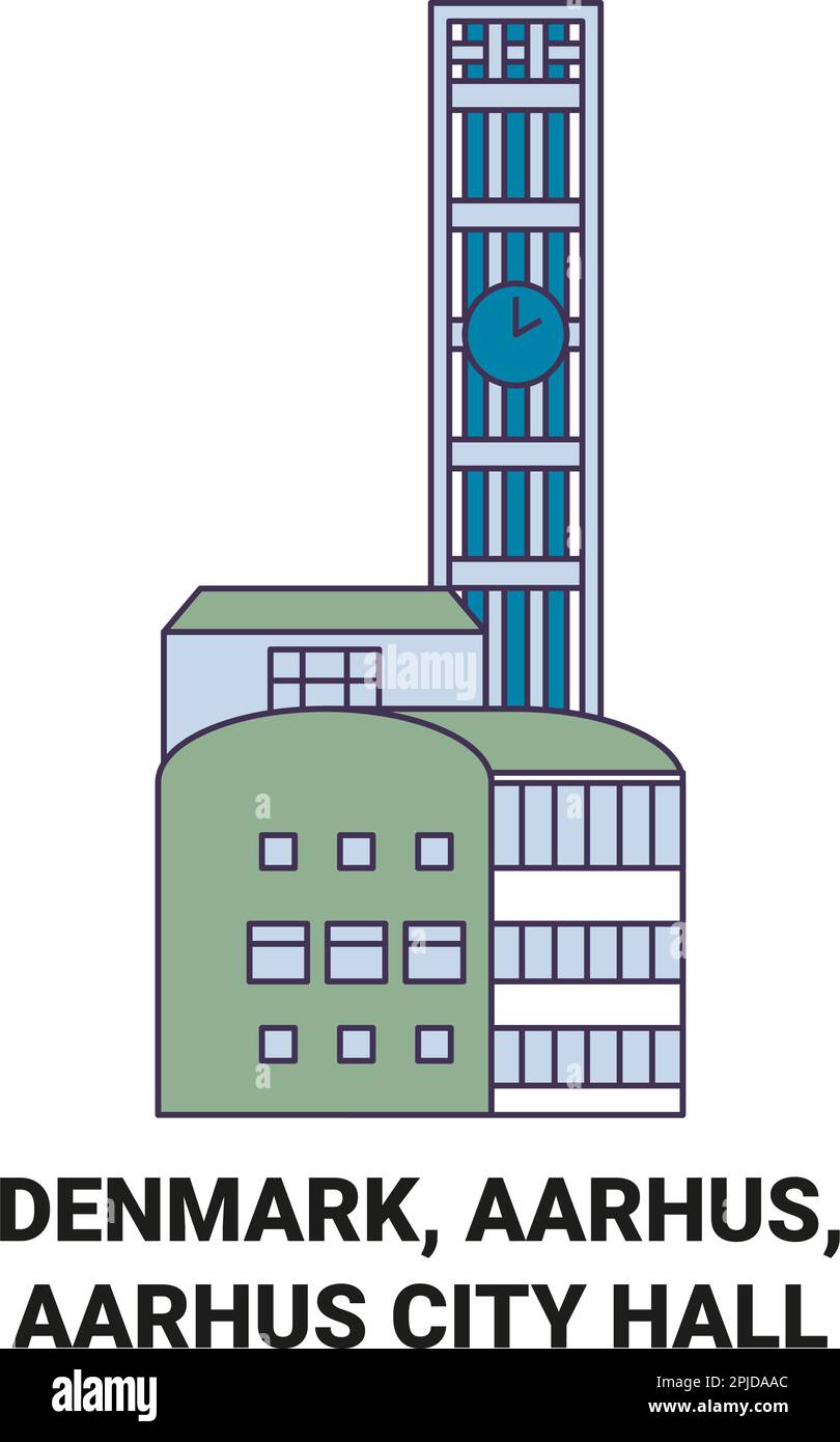Denmark, Aarhus, Aarhus City Hall travel landmark vector illustration Stock Vector Image & Art ...