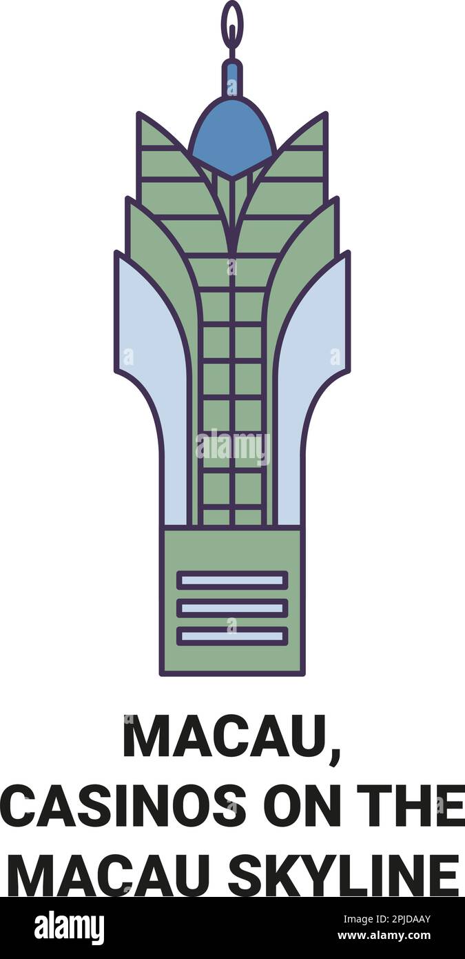 China, Macau, Casinos On The Macau Skyline travel landmark vector ...