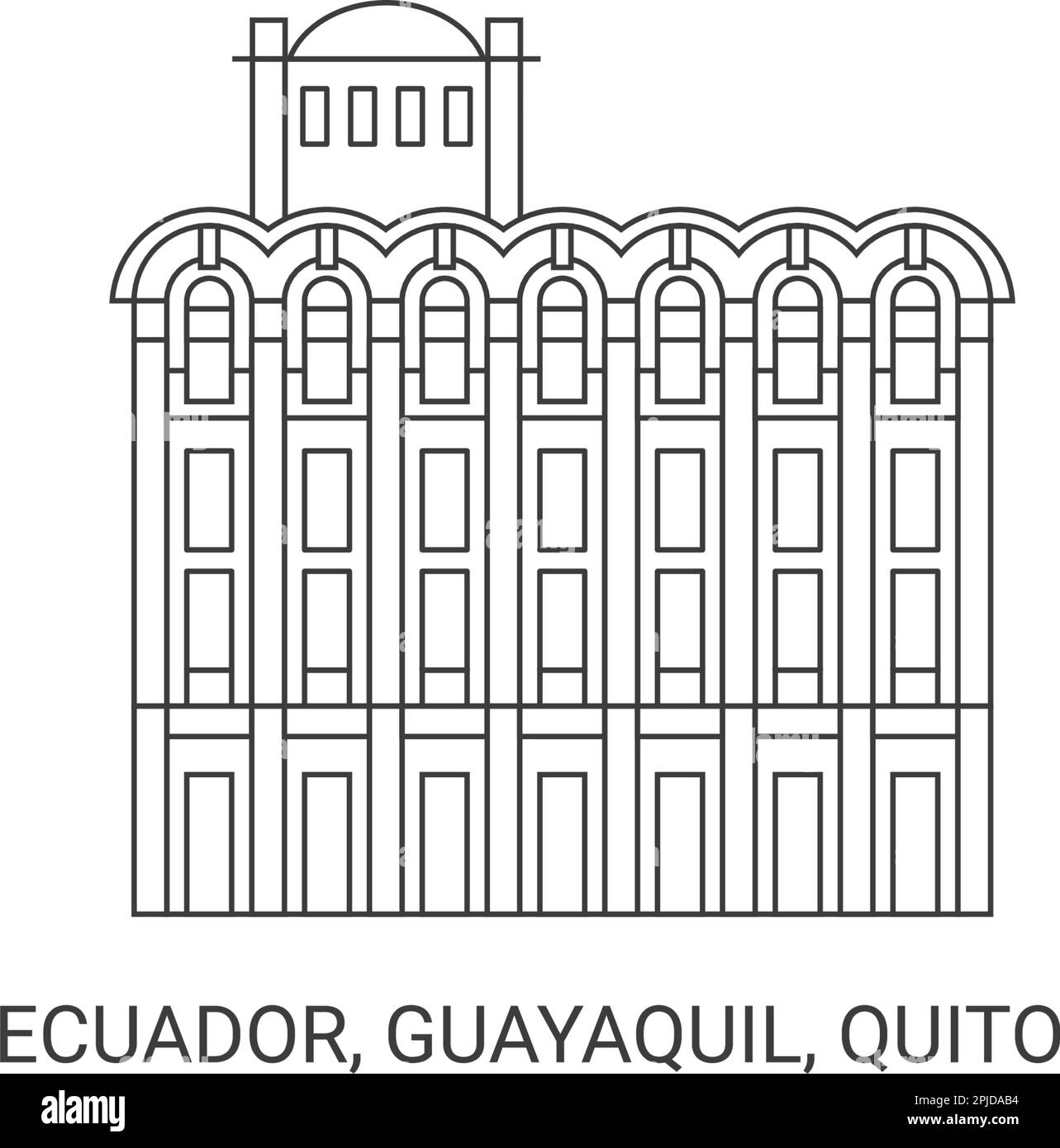 Ecuador, Guayaquil, Quito travel landmark vector illustration Stock ...