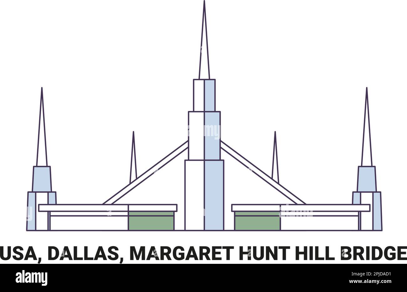 Usa, Dallas, Margaret Hunt Hill Bridge, travel landmark vector ...