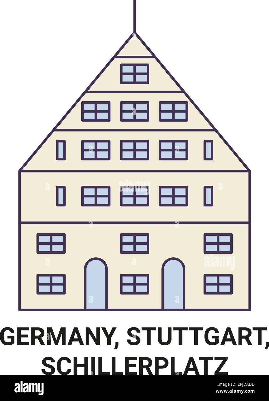 Germany, Stuttgart, Schillerplatz travel landmark vector illustration Stock Vector Image & Art ...