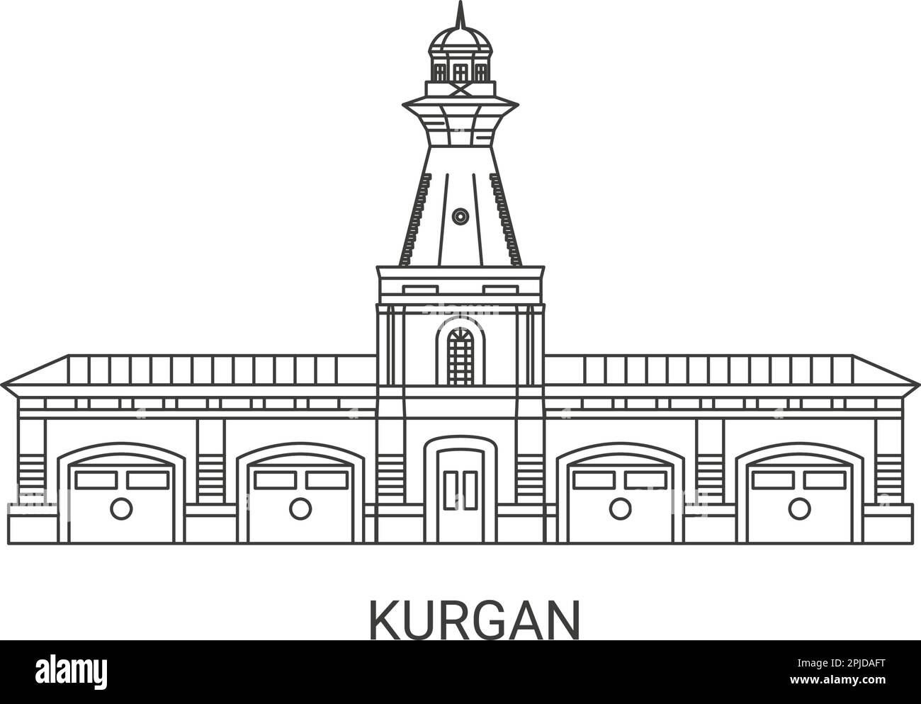 Russia, Kurgan travel landmark vector illustration Stock Vector Image ...