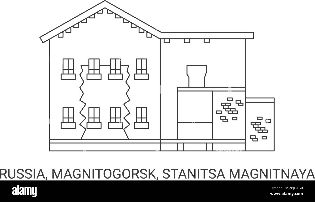 Russia, Magnitogorsk, Stanitsa Magnitnaya, travel landmark vector ...
