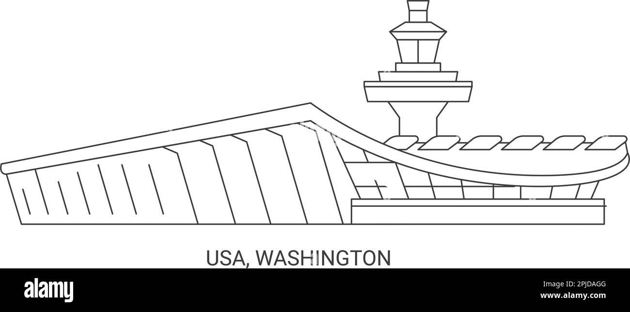 Usa, Washington, travel landmark vector illustration Stock Vector Image ...