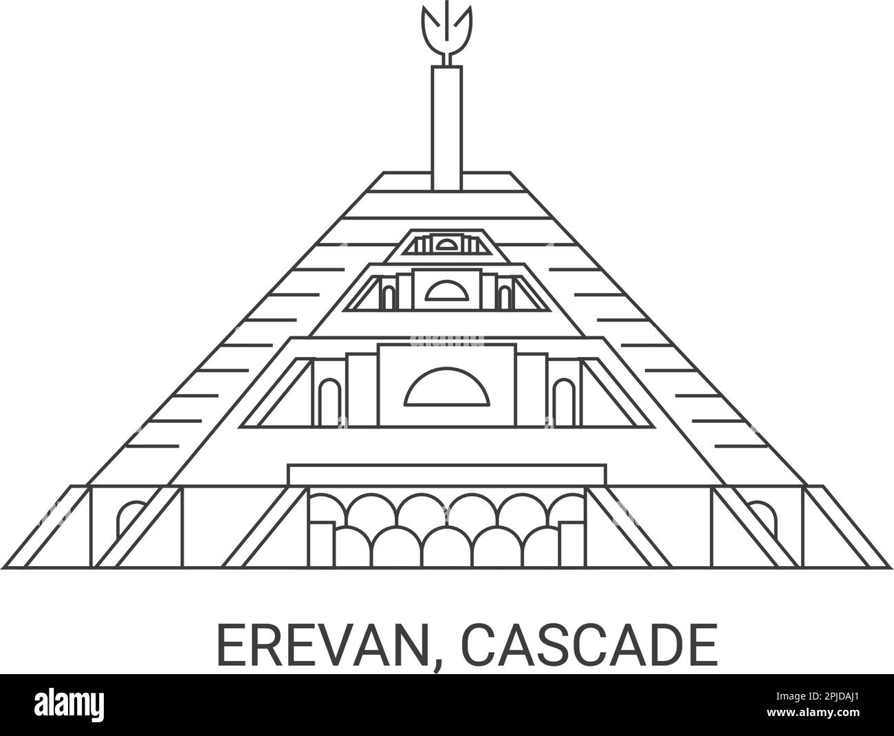Armenia, Erevan, Cascade, travel landmark vector illustration Stock ...