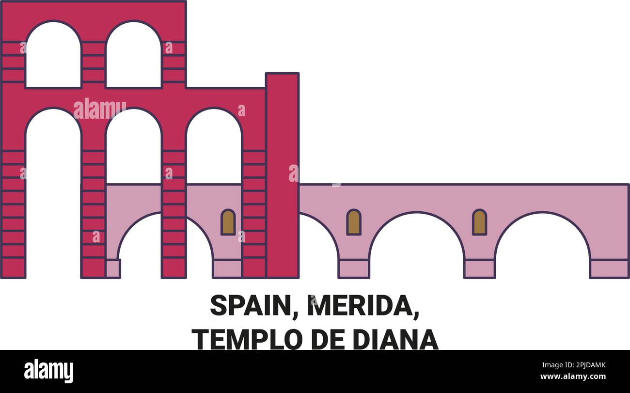Spain, Merida, Templo De Diana travel landmark vector illustration Stock Vector Image & Art - Alamy