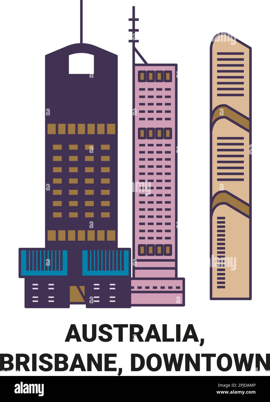 Australia, Brisbane, Downtown travel landmark vector illustration Stock ...