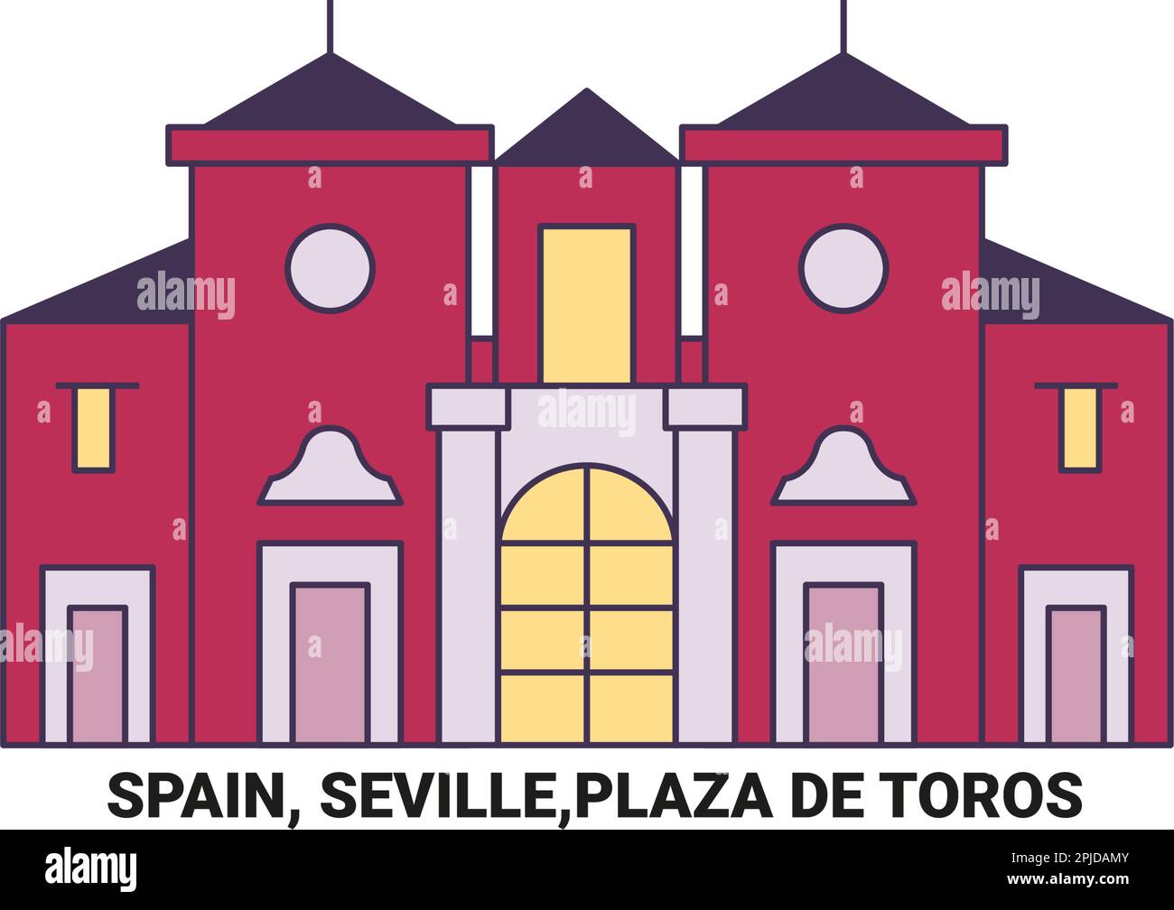 Spain, Seville,Plaza De Toros , travel landmark vector illustration ...