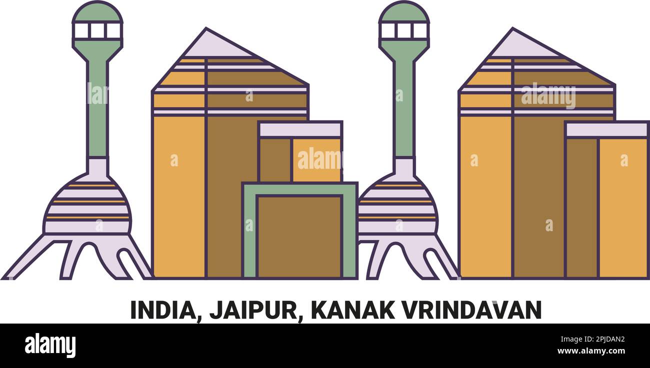 India, Jaipur, Kanak Vrindavan travel landmark vector illustration Stock Vector Image & Art - Alamy