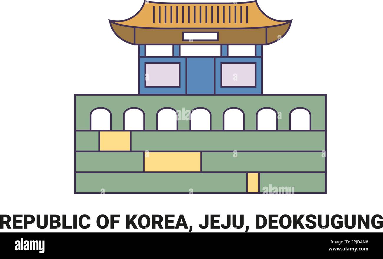 Republic Of Korea, Jeju, Deoksugung, travel landmark vector ...