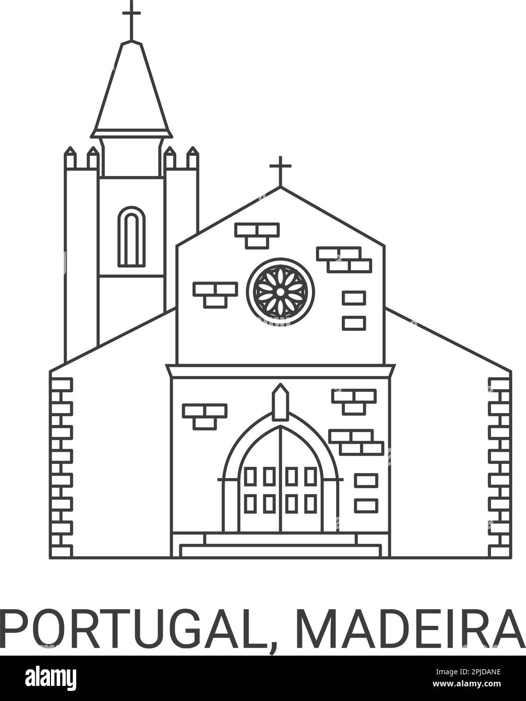 Portugal, Madeira, travel landmark vector illustration Stock Vector ...