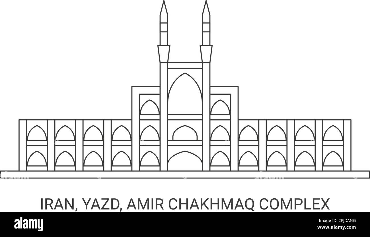 Iran, Yazd, Amir Chakhmaq Complex, travel landmark vector illustration ...