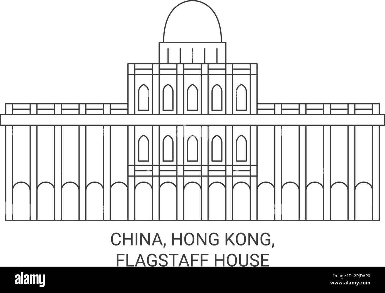 China, Hong Kong, Flagstaff House travel landmark vector illustration ...