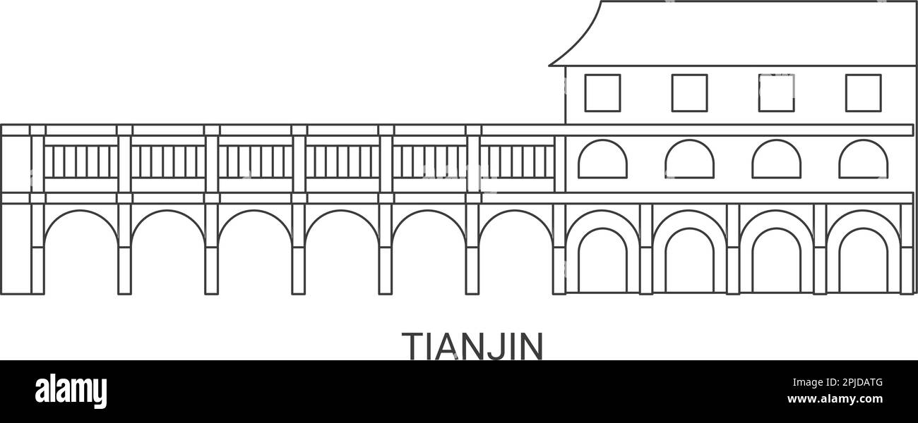 China, Tianjin travel landmark vector illustration Stock Vector Image ...