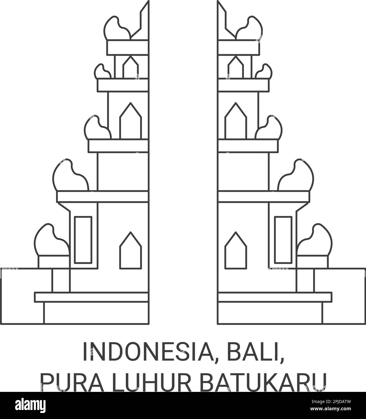Indonesia, Bali, Pura Luhur Batukaru travel landmark vector ...