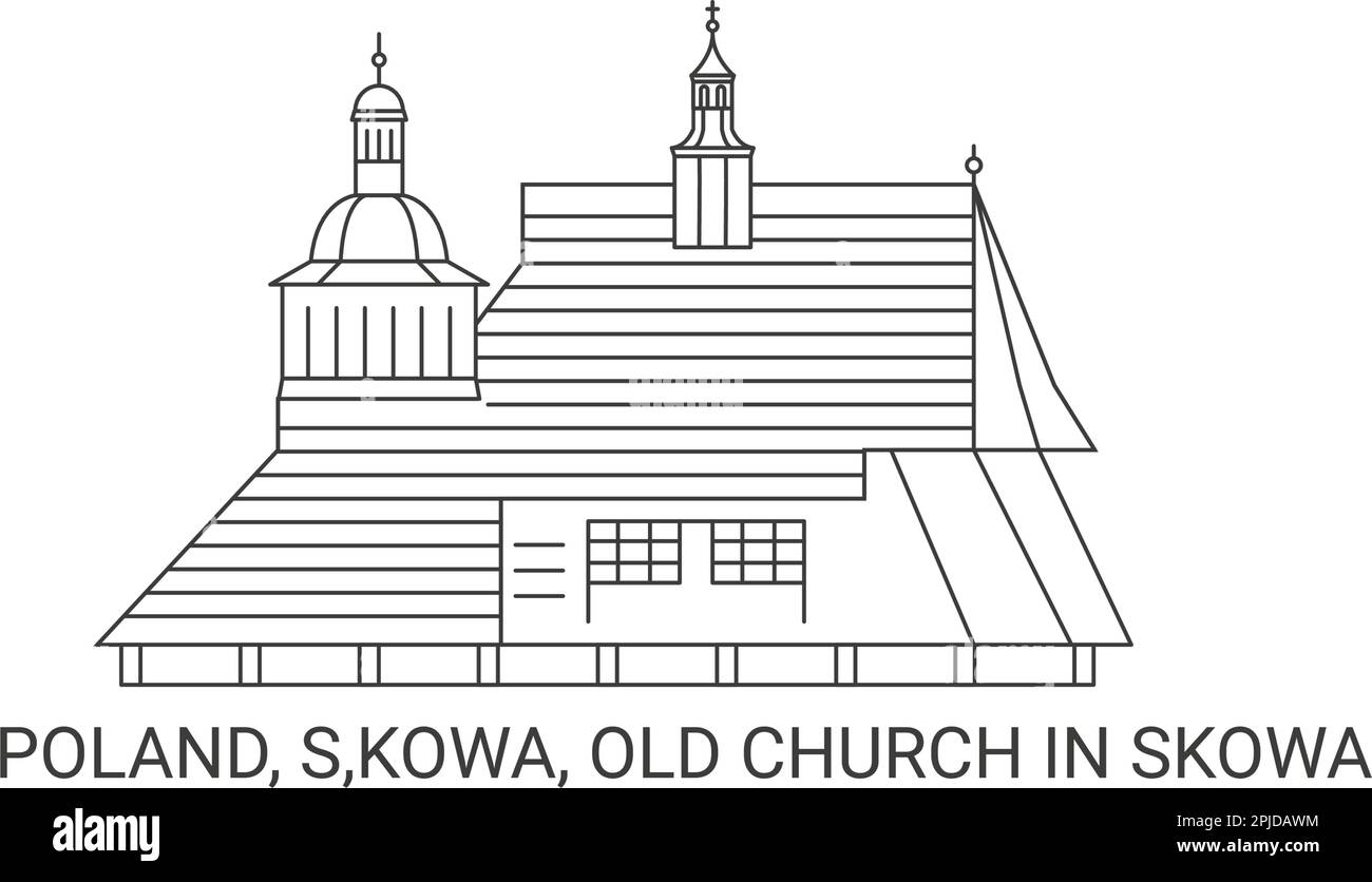 Poland, Sekowa, Old Church travel landmark vector illustration Stock ...