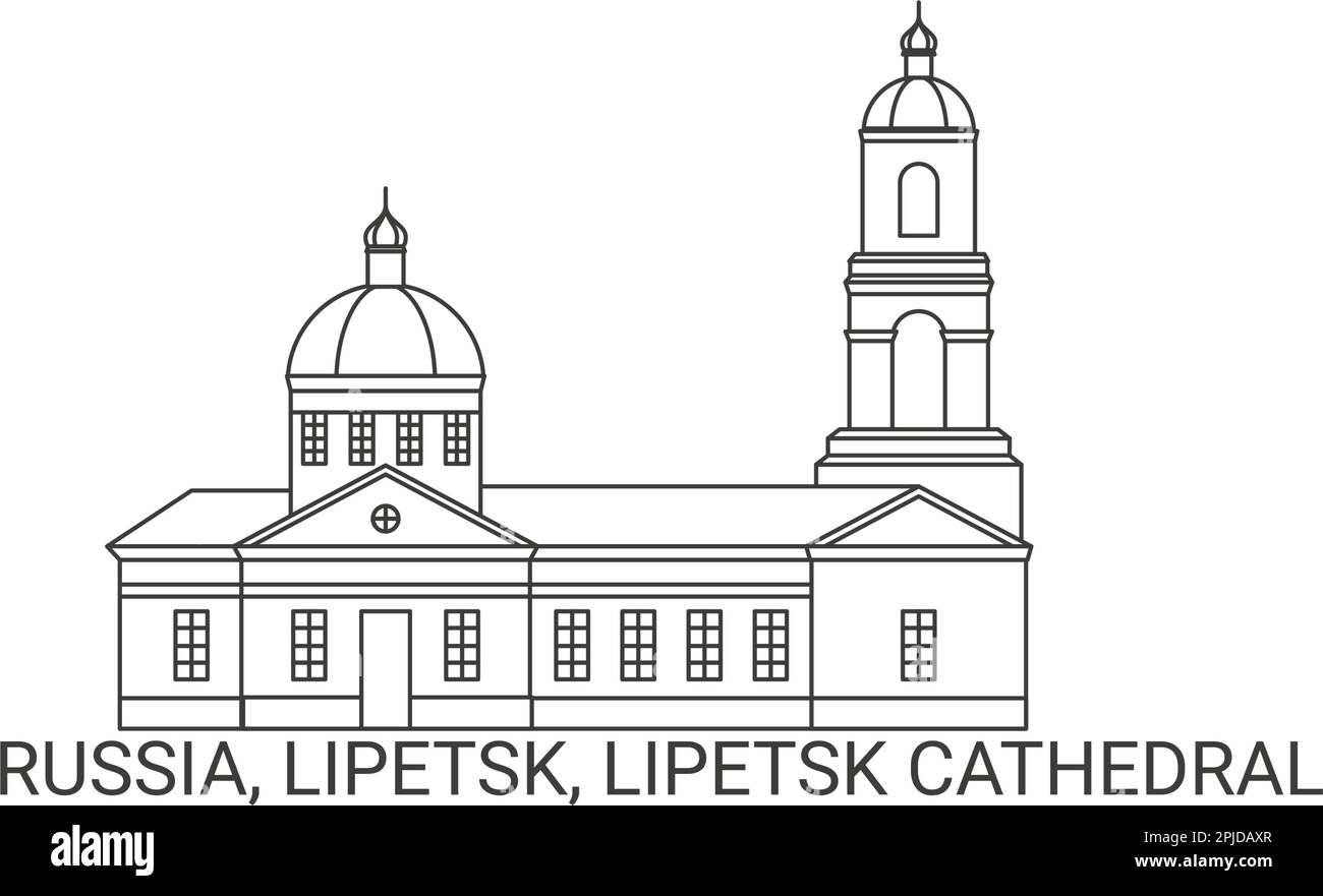 Russia, Lipetsk, Lipetsk Cathedral, travel landmark vector illustration ...