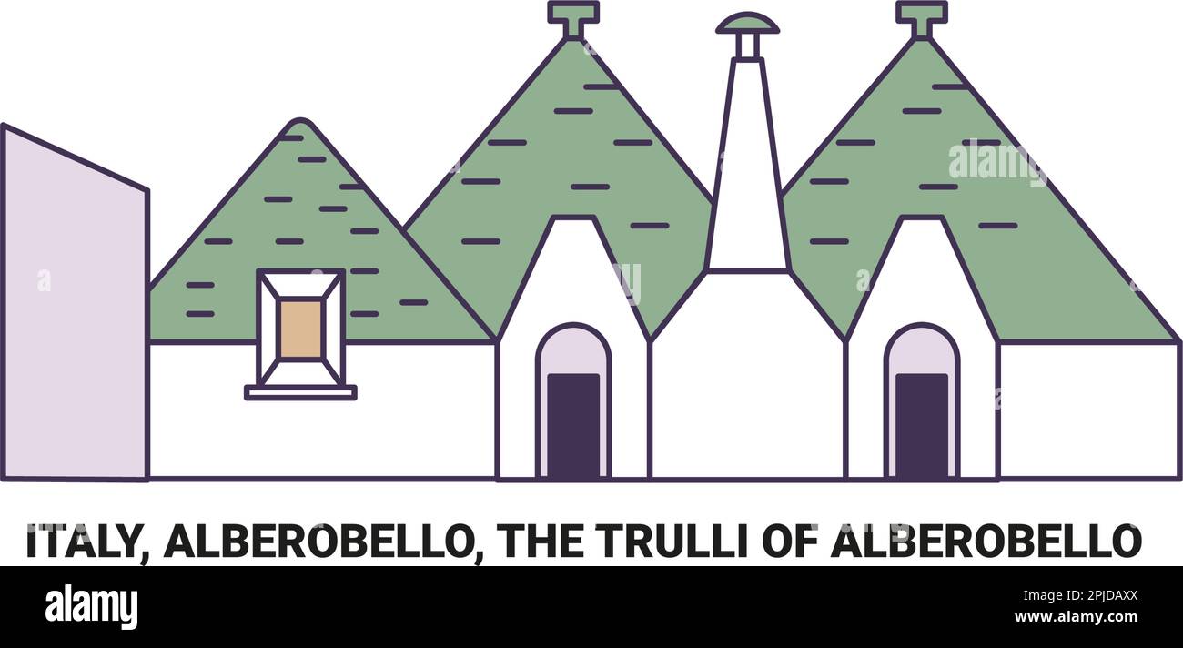 Italy, Alberobello, The Trulli Of Alberobello travel landmark vector ...