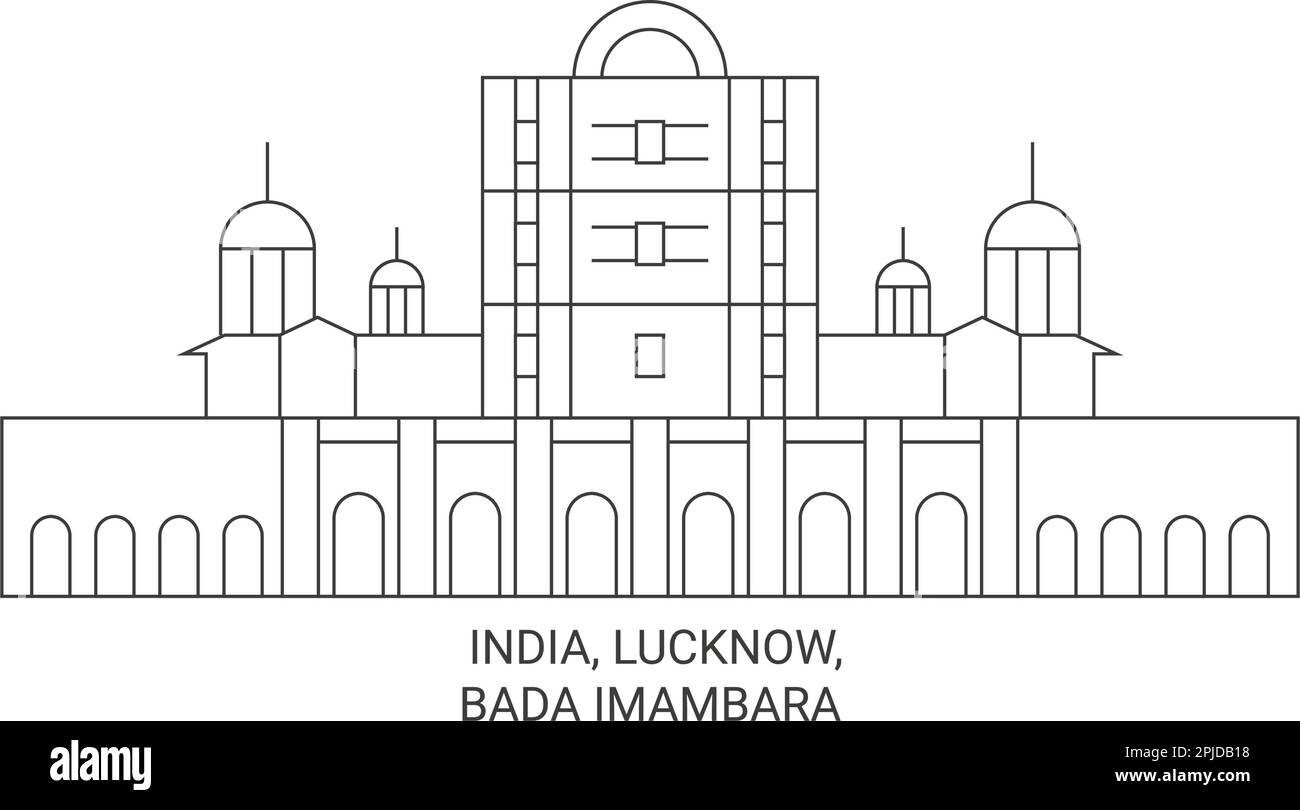 India, Lucknow, Bada Imambara travel landmark vector illustration Stock ...