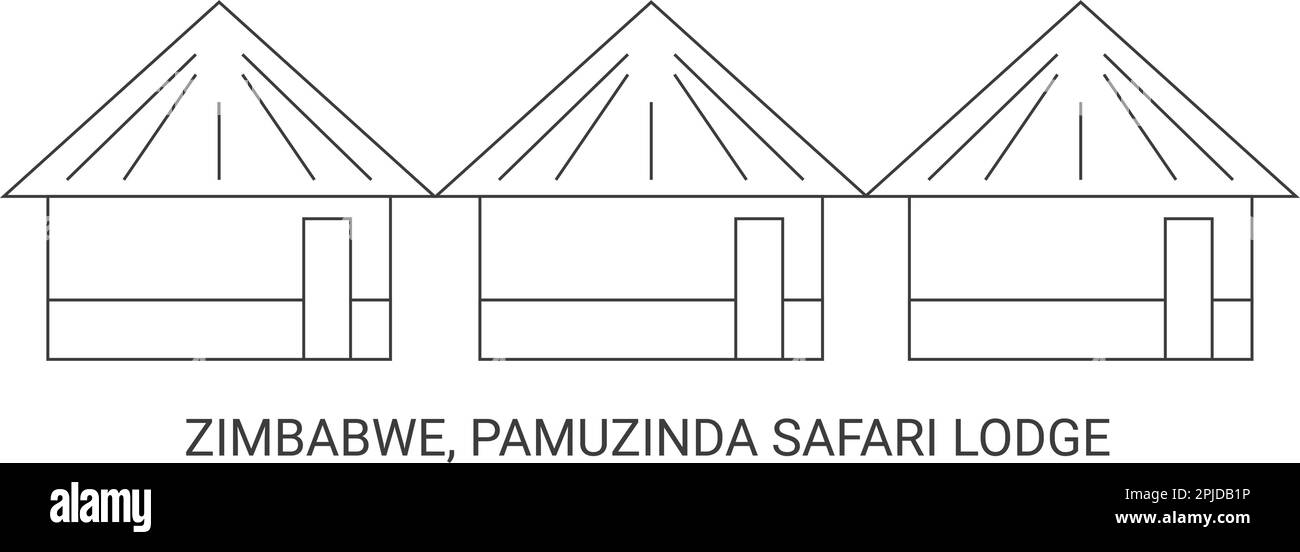 Zimbabwe, Pamuzinda Safari Lodge, travel landmark vector illustration ...