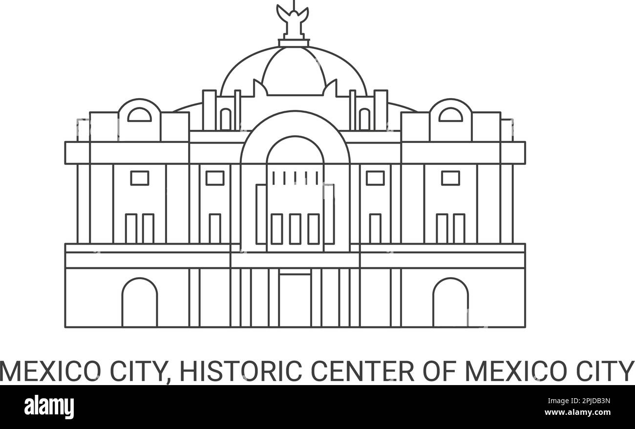 Mexico, Historic Center Of Mexico City, travel landmark vector ...