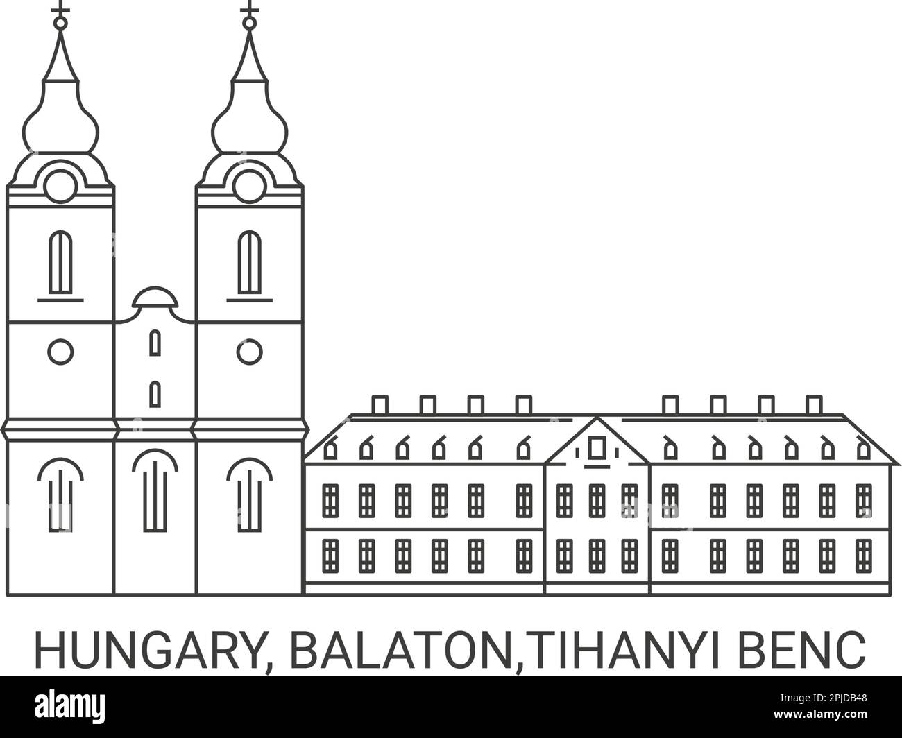 Hungary, Balaton,Tihanyi Benc, S Aptsg travel landmark vector ...